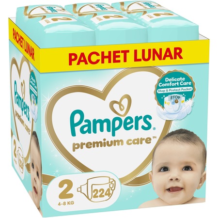 Пелени Pampers Premium Care XXL Box, Размер 2, 4-8 кг, 224 бр - eMAG.bg