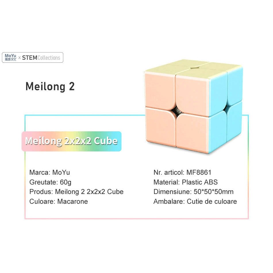 Cub Rubik Magic Cube Moyu Meilong 2, 2x2, Macaron - eMAG.ro