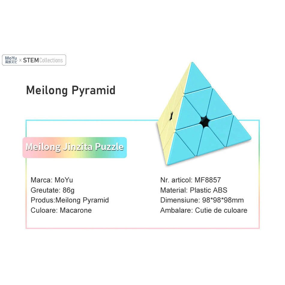 Cub Rubik Magic Cube Moyu Meilong Pyramid, MF8857, Macaron - eMAG.ro