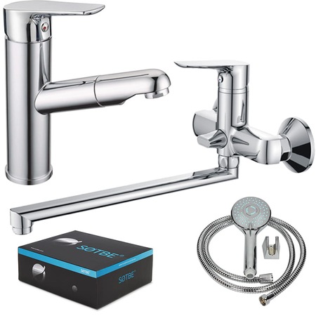 Set baterii sanitare, Sotbe, Montare perete, Crom - eMAG.ro