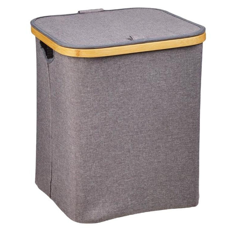 Cos pliabil pentru rufe, Bumbac/Bambus, Cu capac, 41 l, 33x33x38 cm ...