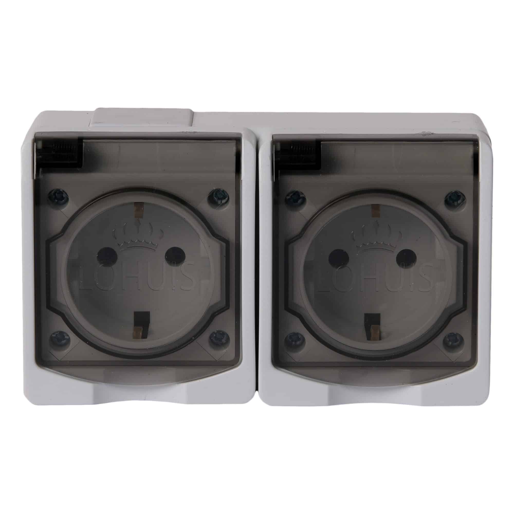 Priza dubla PT cu contact de protectie cu capac - eMAG.ro