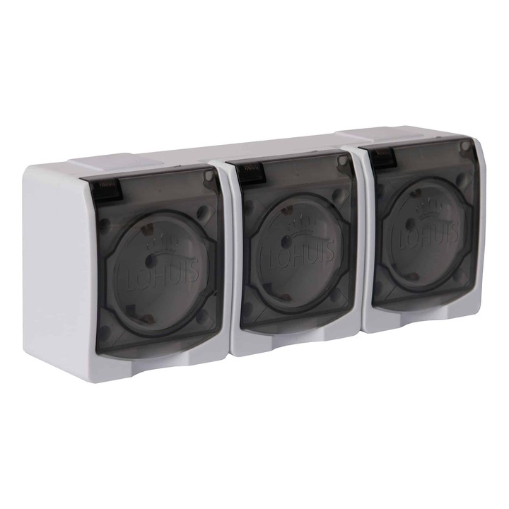 Priza tripla PT cu contact de protectie cu capac - eMAG.ro
