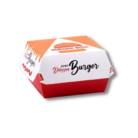 Cutii de burger, carton Super delicious, 12x12x8cm, 100buc, Practic ...