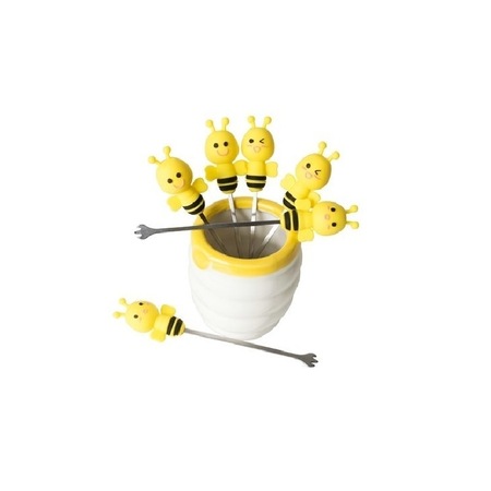 Set 6 furculite metalice in forma de albinute din silicon, cu vas ...