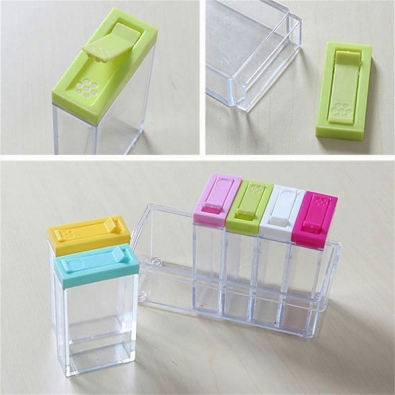 Set de 6 recipiente transparente pentru condimente, Gonga® Multicolor ...