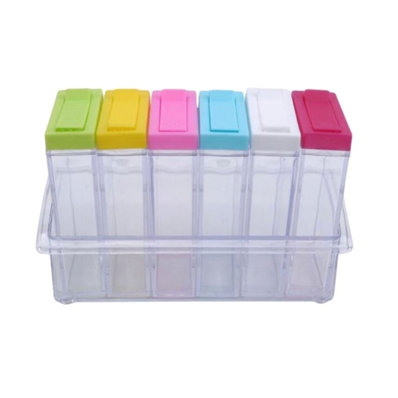Set de 6 recipiente transparente pentru condimente, Gonga® Multicolor ...