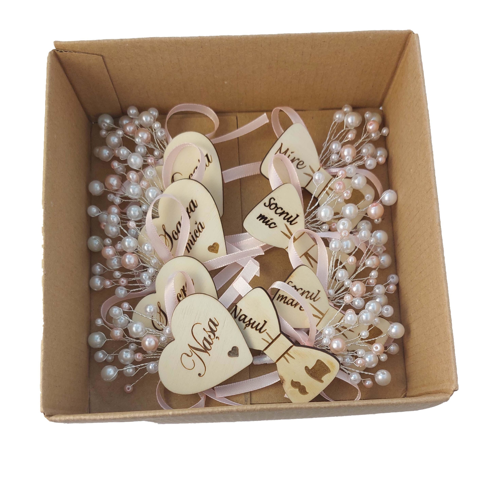 Set 8 Cocarde, MCF, Mire, mireasa, nasi si parinti, 7x7cm, roz - eMAG.ro