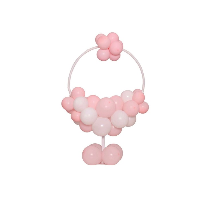 Set Suport Cerc din plastic, 80 cm x 50 cm, cu 40 baloane din latex Roz ...