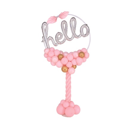 Set Suport Cerc din plastic, 160 cm x 70 cm, cu 60 baloane Roz - eMAG.ro