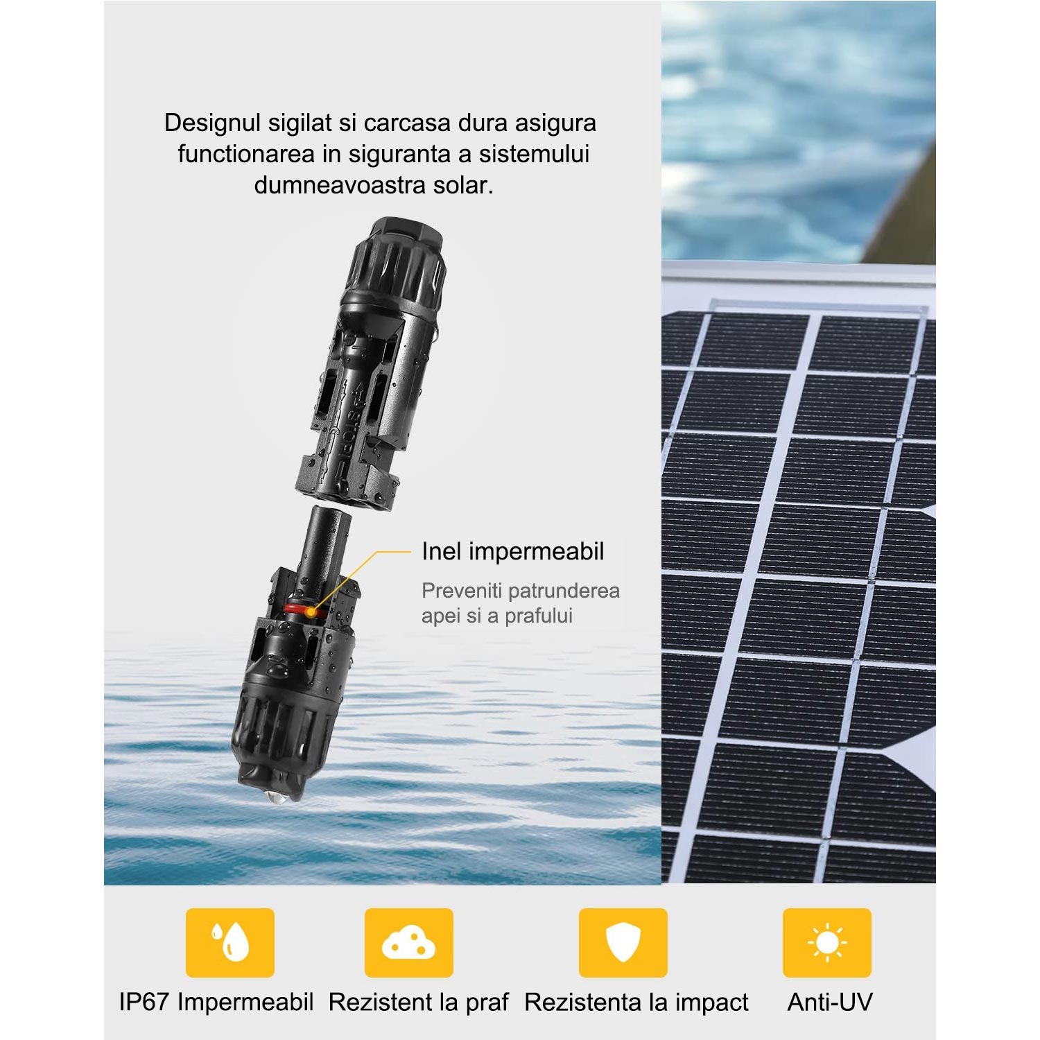 Set 12 conectori panou solar, Vaxiuja, Mama/tata, conector MC4, Negru ...
