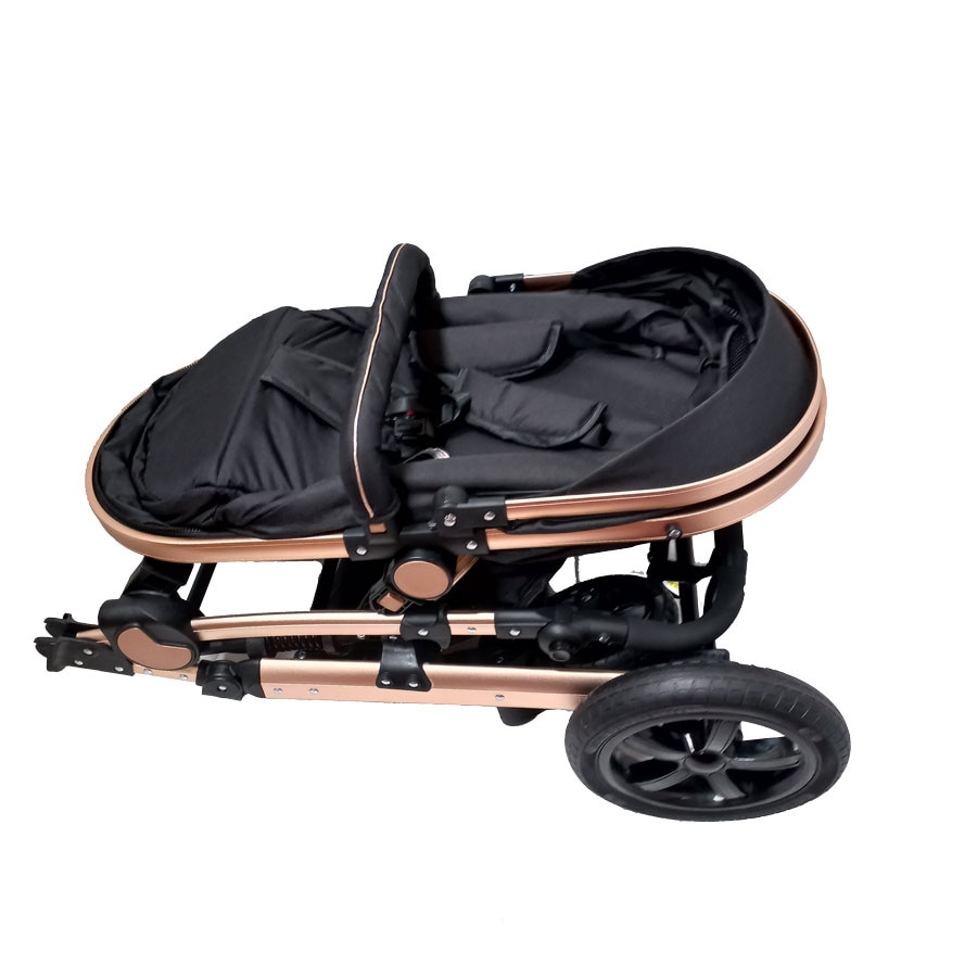 Carucior 3 in 1 cu suspensii, BabyDary, Landoul Reversibil, Negru, 0 ...