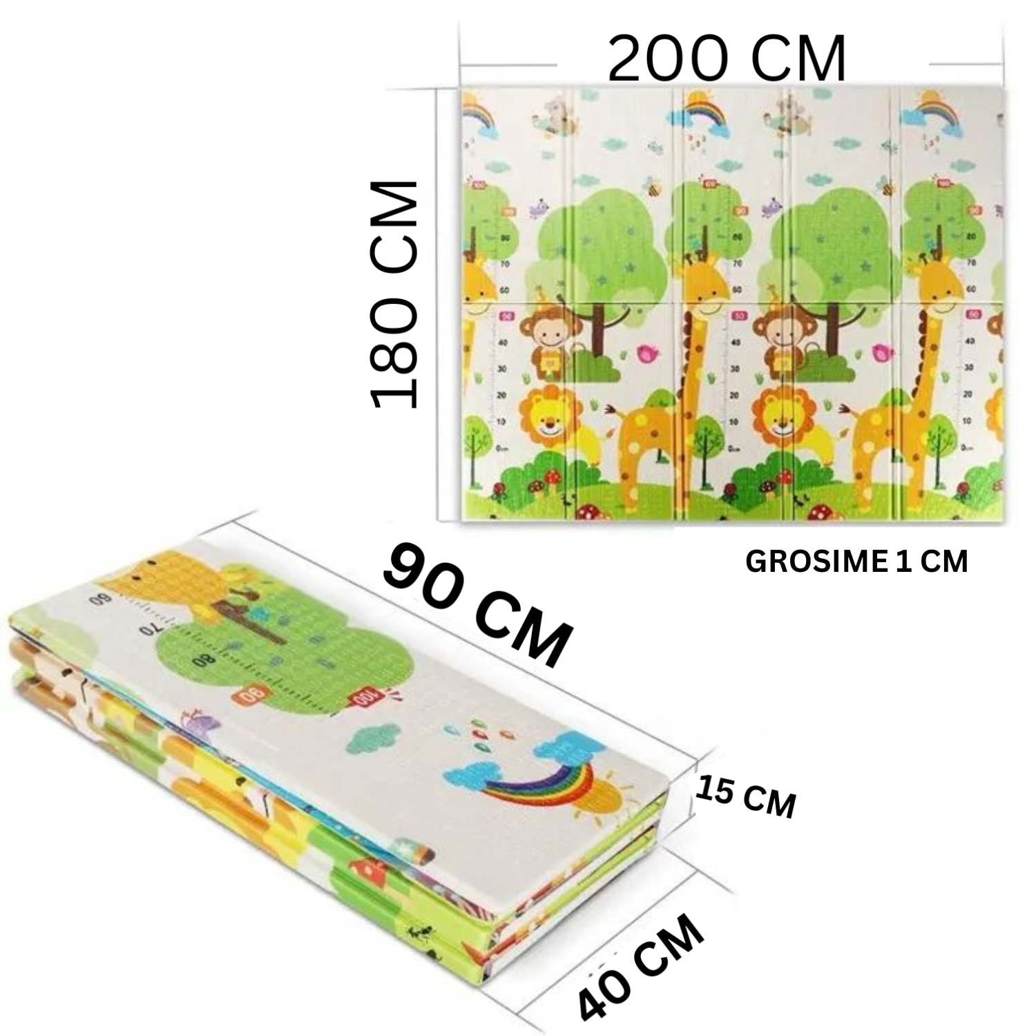 Детски килими Simply Joy, Термо, За игра, Принт на жираф и влакче ...