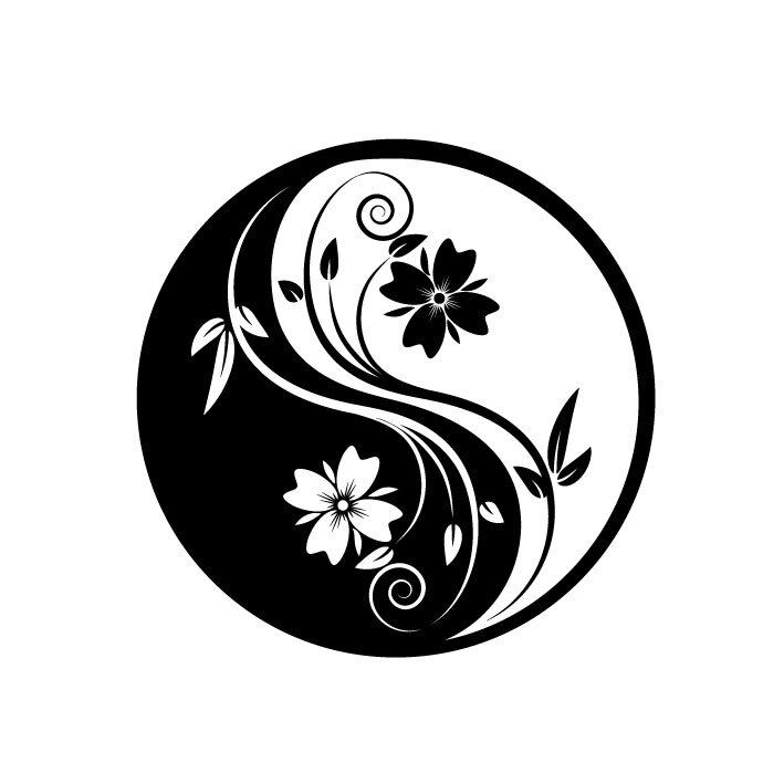 Sticker Floare circulara Yin si Yang 90x90 cm - eMAG.ro