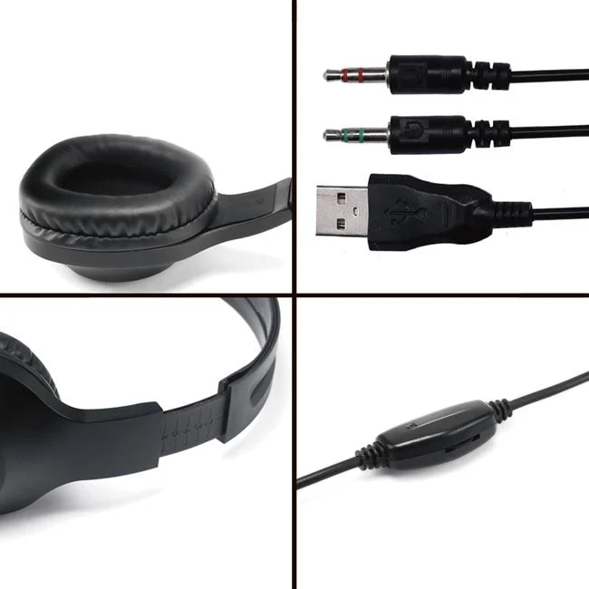 Геймърски слушалки i-JMB, LED осветление, Регулиране на звука, Кабел 2 ...