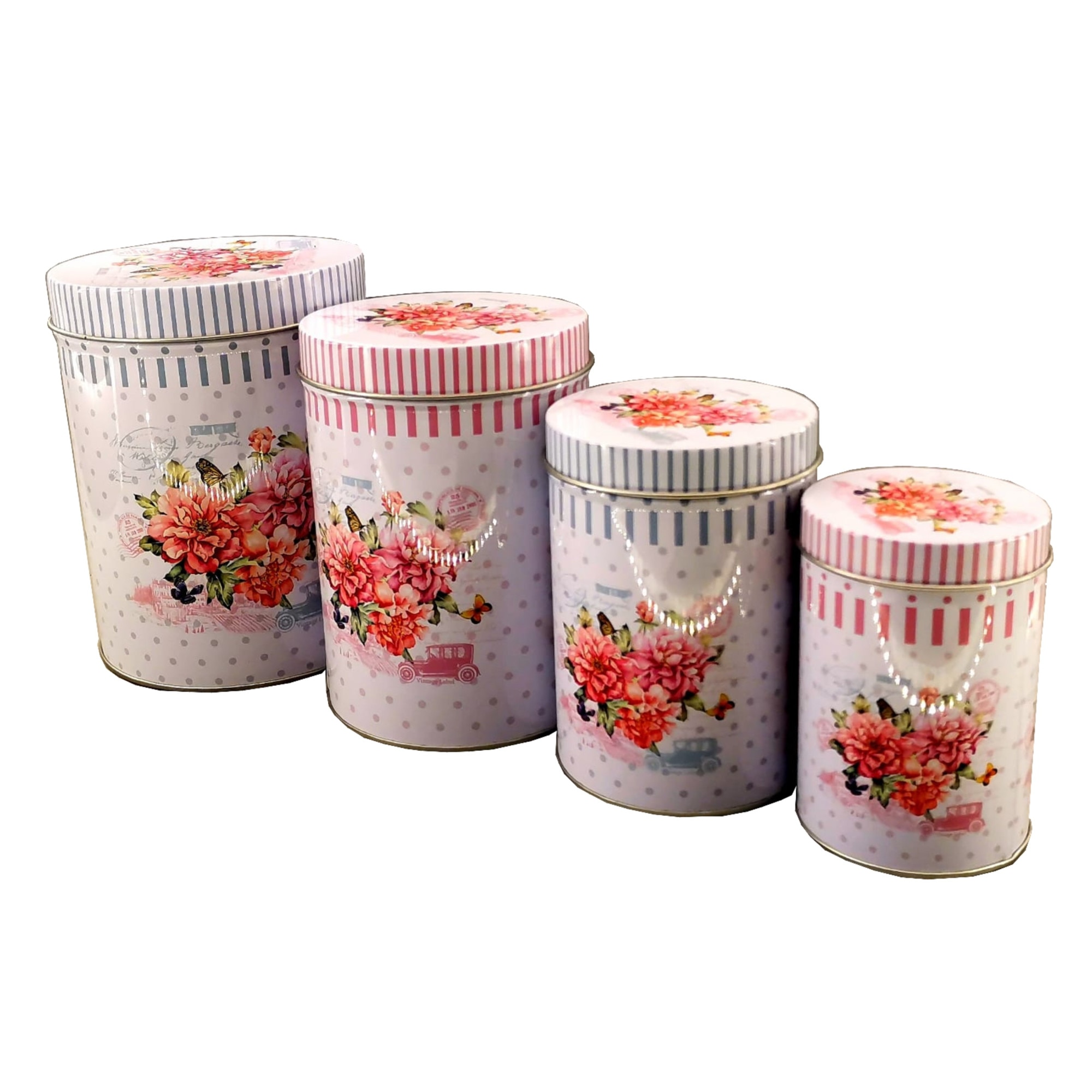 Set cutii metalice 4 in 1cu flori, pentru condimente, Claum, 19-3/10 ...