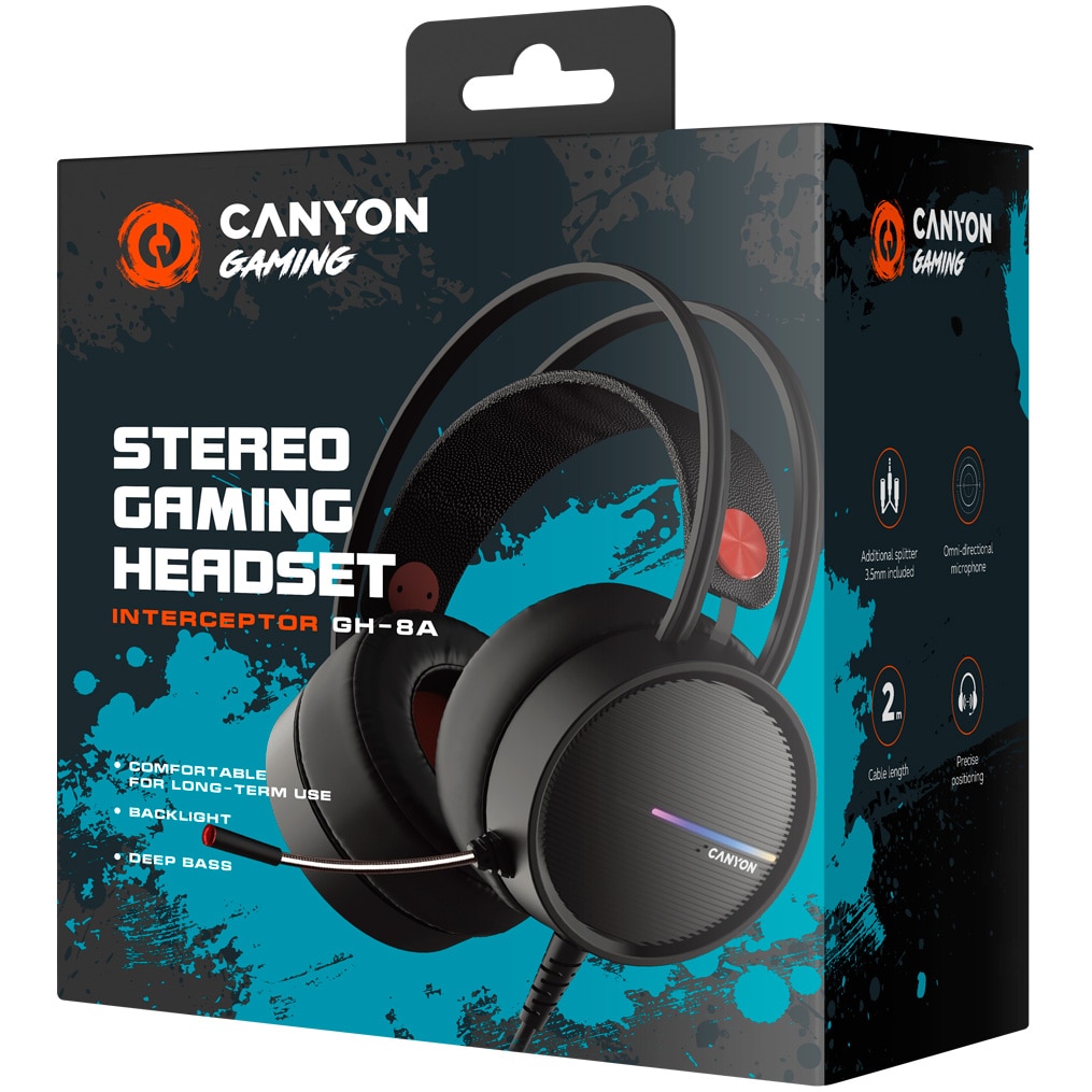 Casti gaming Canyon GH-8A Black Orange - eMAG.ro
