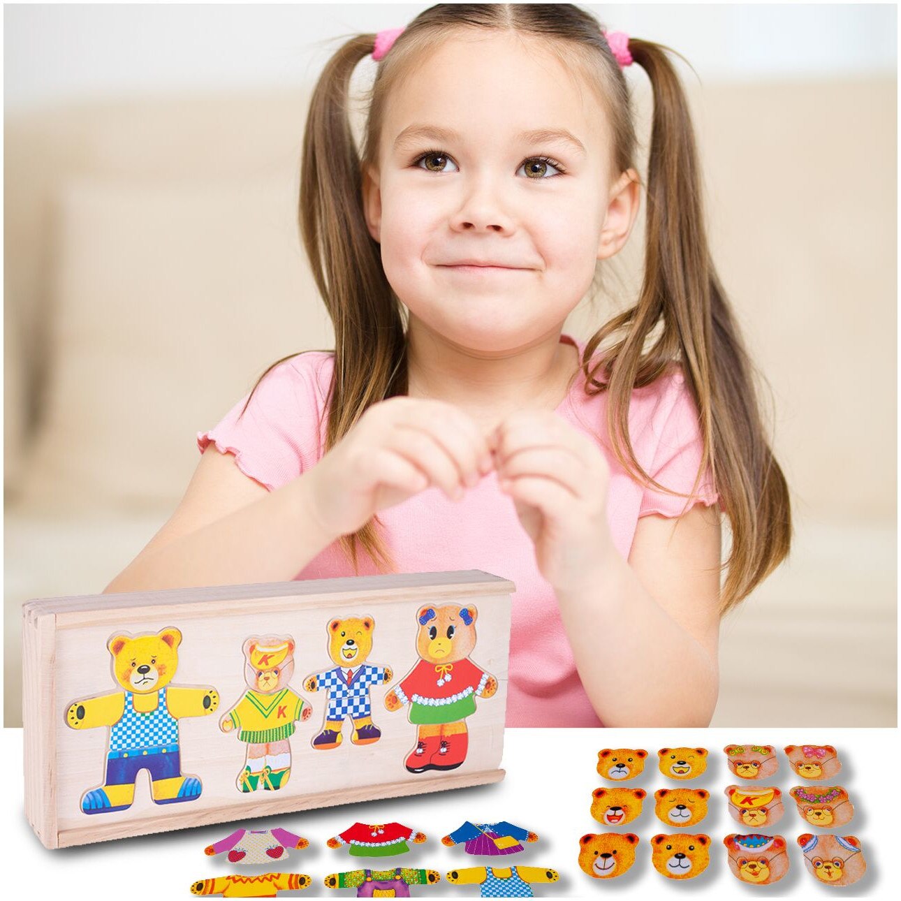 Joc educativ tip puzzle Imbraca cei 4 ursuleti SOLTOY® cu 72 de ...