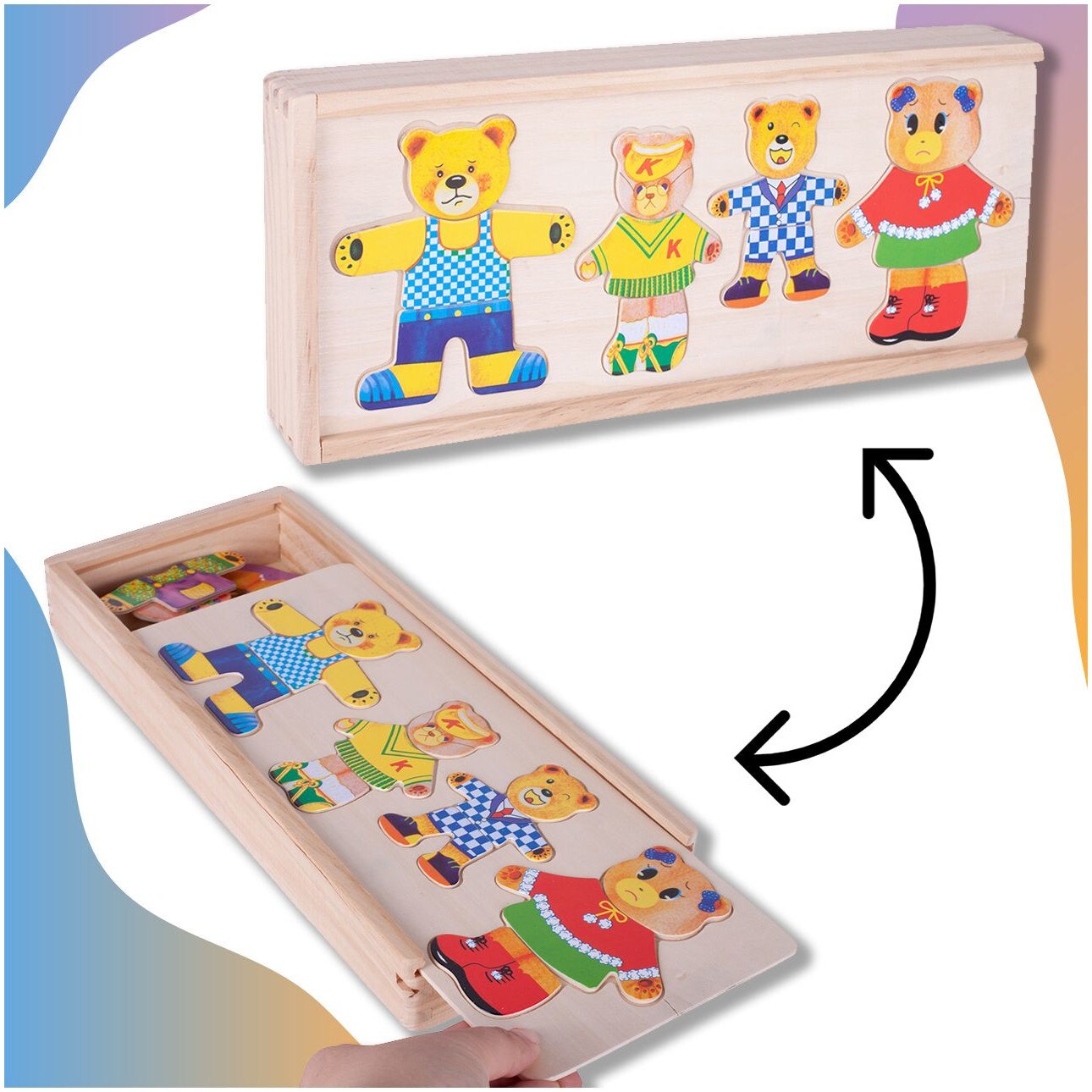 Joc educativ tip puzzle Imbraca cei 4 ursuleti SOLTOY® cu 72 de ...