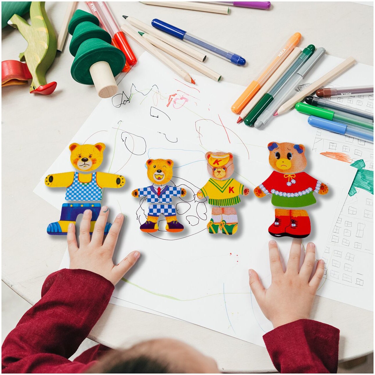 Joc educativ tip puzzle Imbraca cei 4 ursuleti SOLTOY® cu 72 de ...