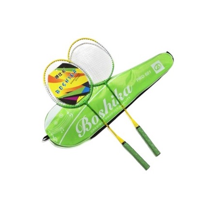 Set 2 rachete metalice badminton cu geanta transport Boshika, verde ...