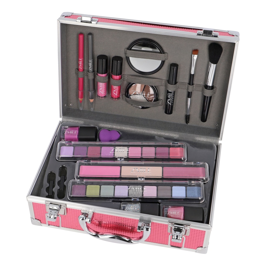 Trusa de Machiaj, 38 piese, farduri, iluminator, lac, oglinda, geanta ...