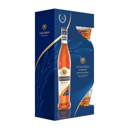 Brandy Alexandrion 7*, 40%, 0.7l + 2 pahare - eMAG.ro