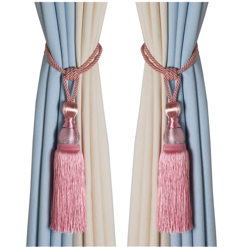 Set 2 accesorii pentru perdele, Poliester, Roz - eMAG.ro