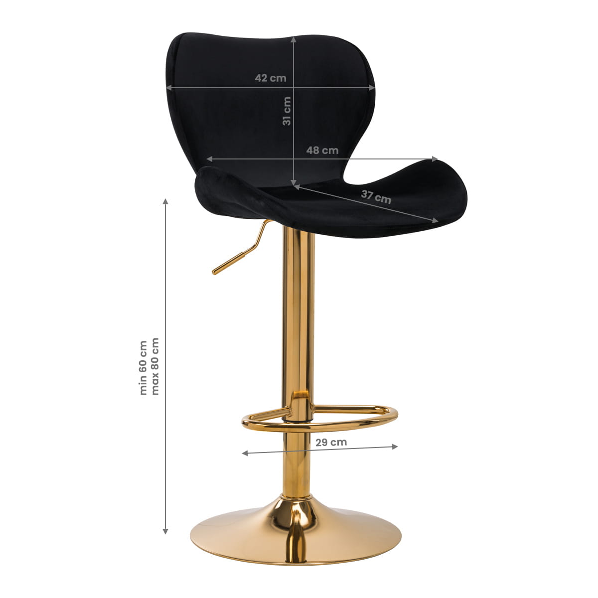 Scaun bar, Activeshop, Catifea, Negru/Auriu - eMAG.ro