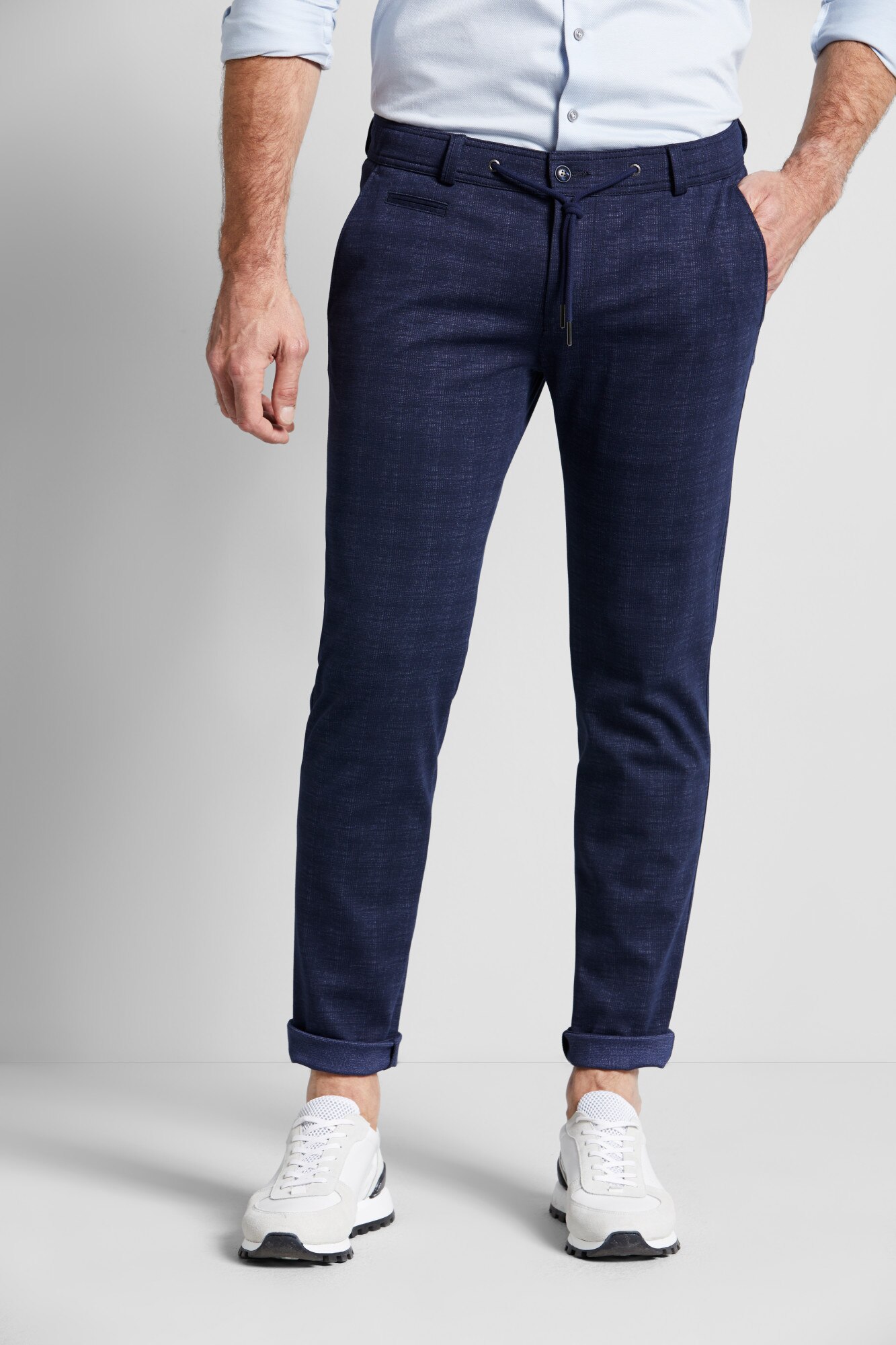 Pantaloni BUGATTI, Chino, 5 buzunare, slim, cu snur ascuns, bleumarin ...