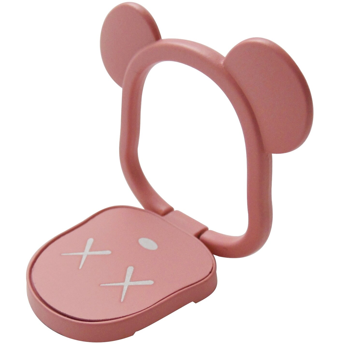 Suport metalic cu inel si stand, rotativ, ursulet roz, pentru telefoane ...