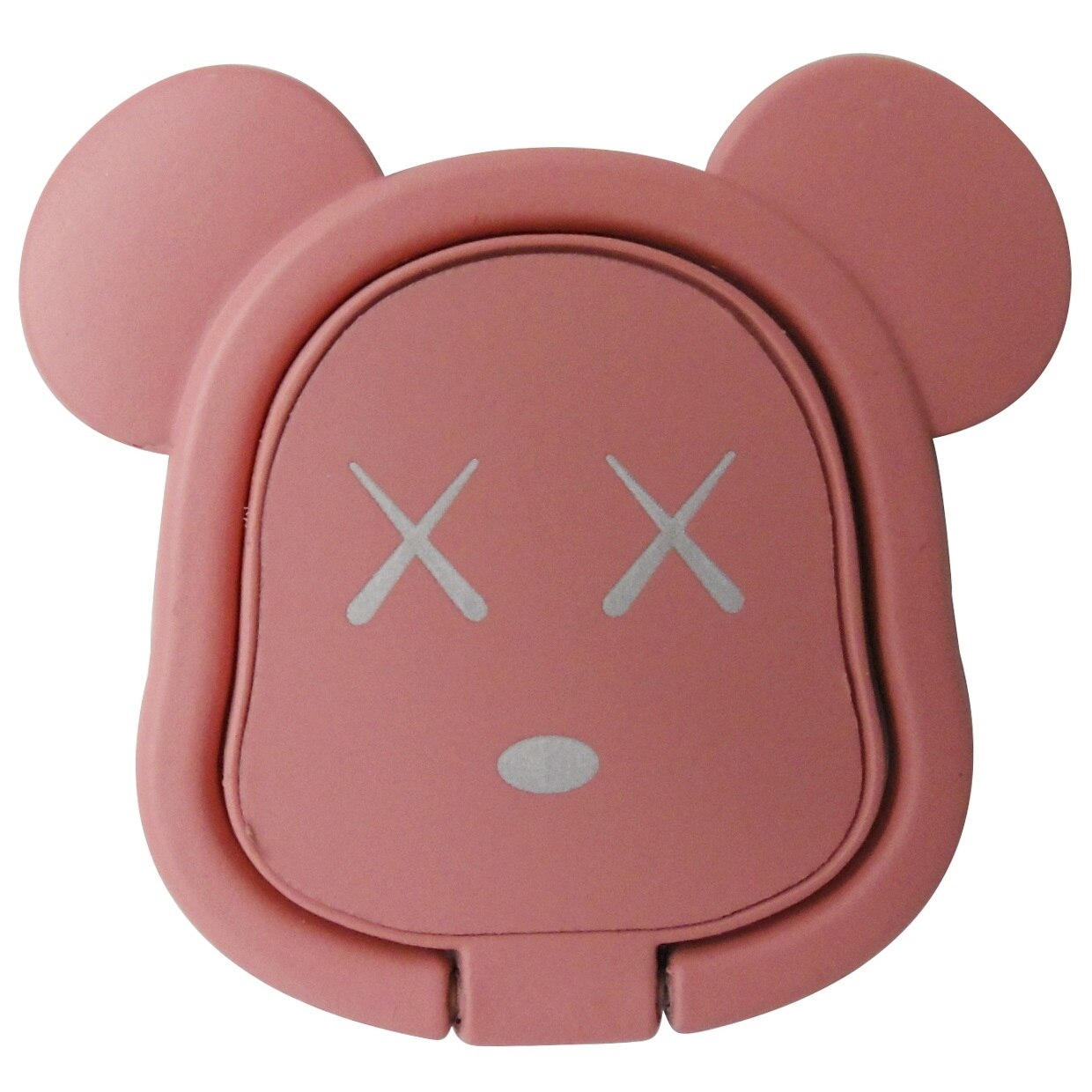 Suport metalic cu inel si stand, rotativ, ursulet roz, pentru telefoane ...