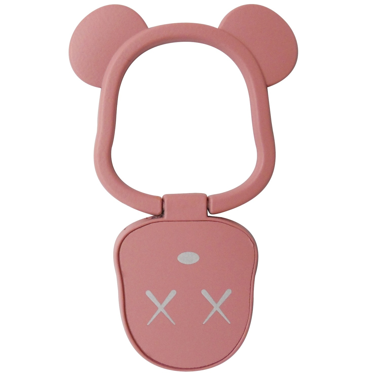 Suport metalic cu inel si stand, rotativ, ursulet roz, pentru telefoane ...