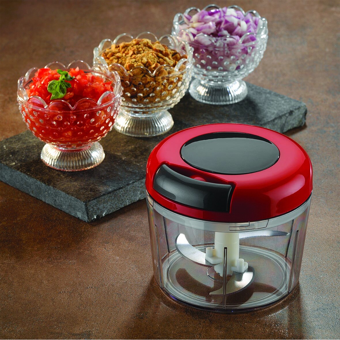 Ръчен Chopper VA™ VP.010, 3 ножа, 900 ml, червен - eMAG.bg