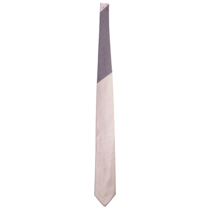 Cravata matase cu nod in contrast N2994, model unicat, Gri deschis, 148 ...