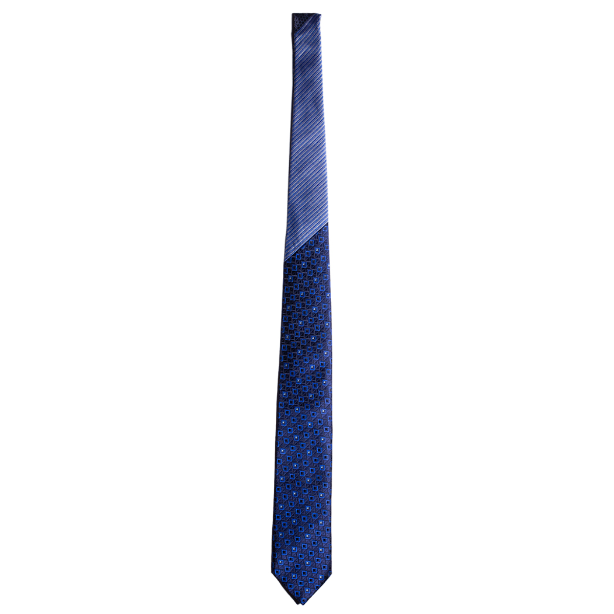 Cravata matase cu nod in contrast N2082, model unicat, Bleumarin, 148x8 ...