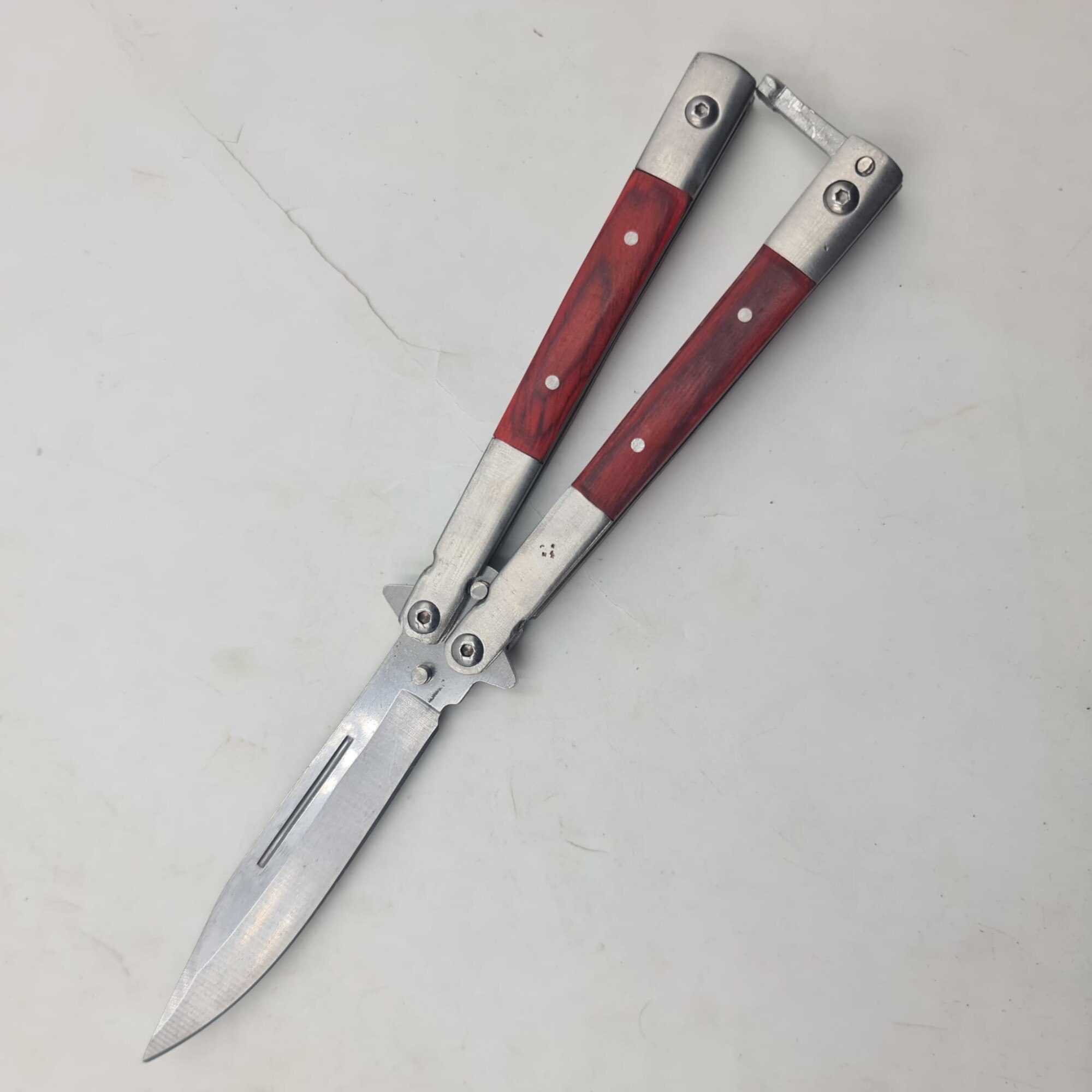 Cutit Fluture cu Tais, Maner Lemn, Sistem Prindere Curea, 22 cm ...