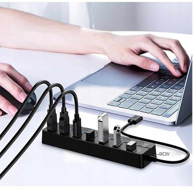 Usb 3 0 хъб 7 в 1 независим превключвател Usb ХЪБ 7 порта Dc 5v