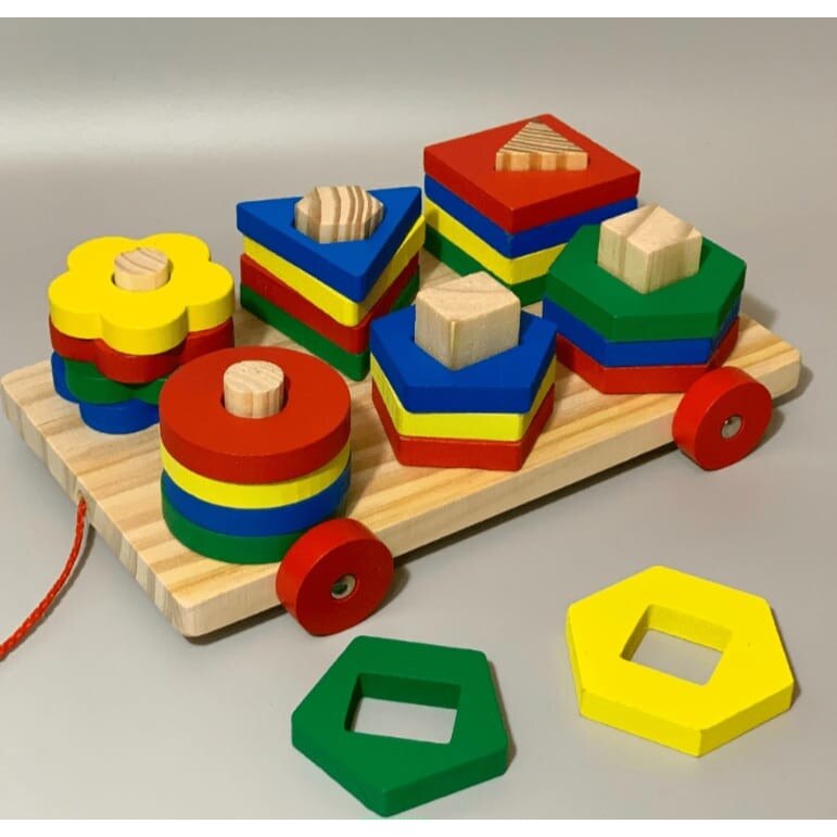 Joc de tras din lemn si stivuit forme geometrice, Intelligence Shape ...