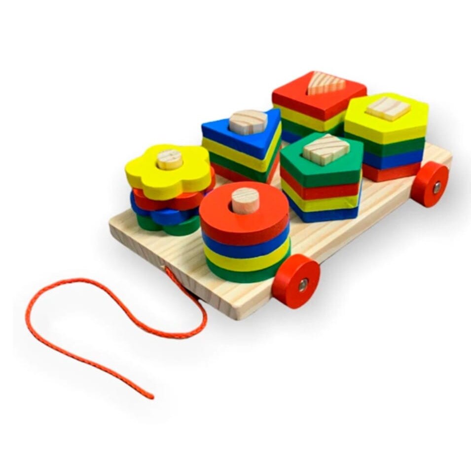 Joc de tras din lemn si stivuit forme geometrice, Intelligence Shape ...