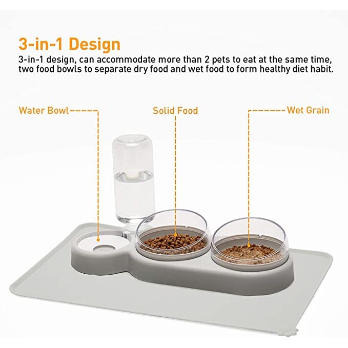 Dozator automat de apa si bol dublu de mancare pentru pisici, Zola ...