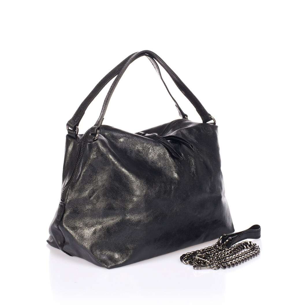Geanta dama Massimo Castelli, din piele naturala, model 17009, Negru ...