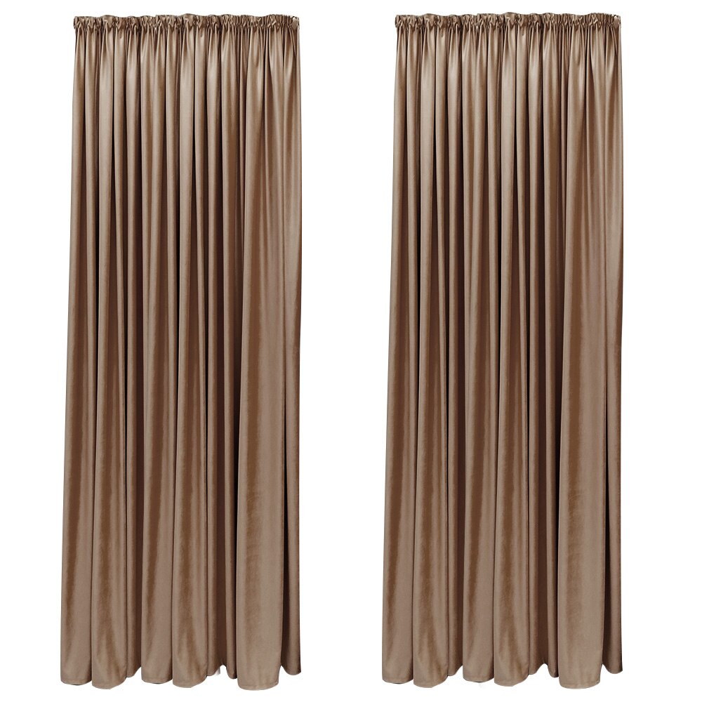 Set 2 draperii de Catifea Blackout Royal Velvet, bej, cusute cu rejansa ...