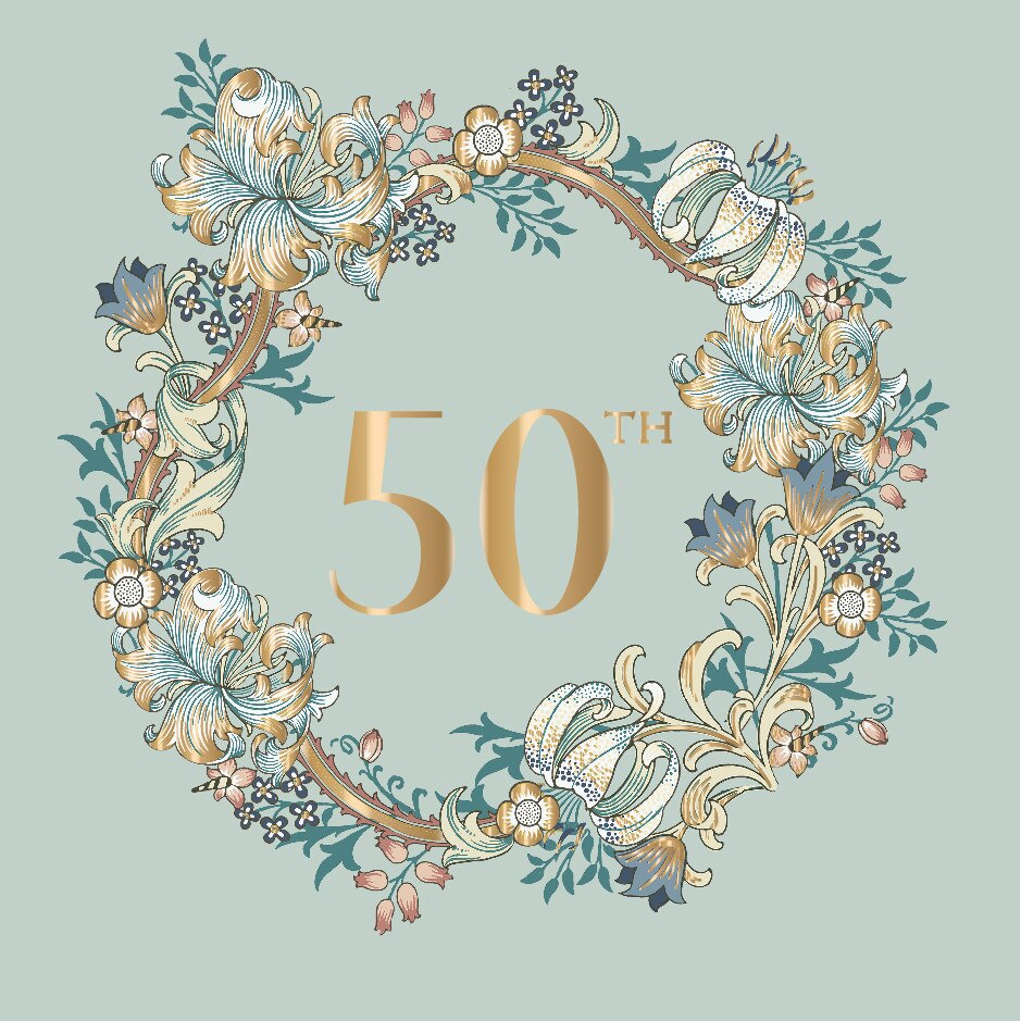 Felicitare - Golden Lily, 50, Multicolor, Cu mesaj, Carton, 159 x 159 ...