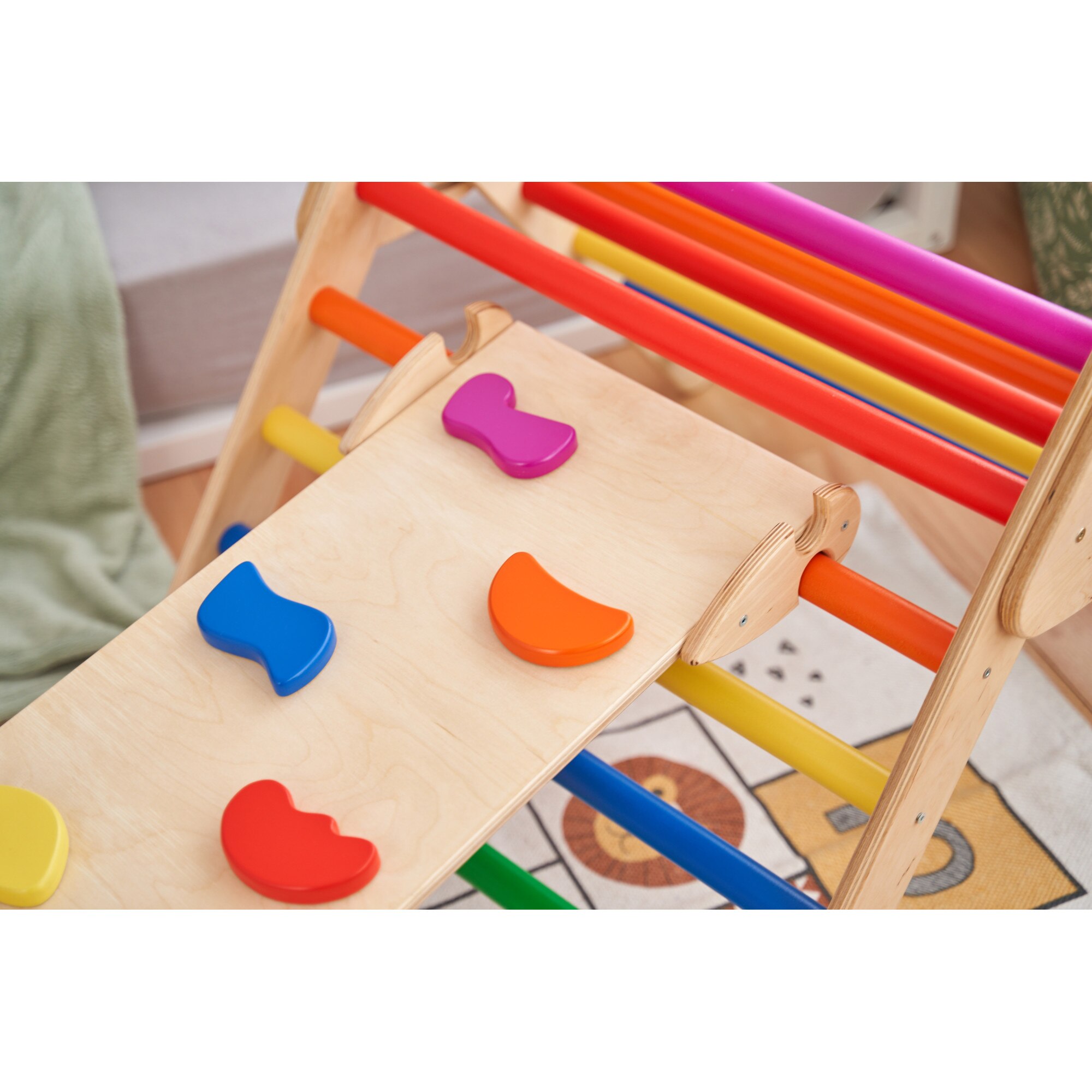 Set de catarare mic 2 in 1, Triunghi Pikler cu Rampa si Arc Escaladare ...