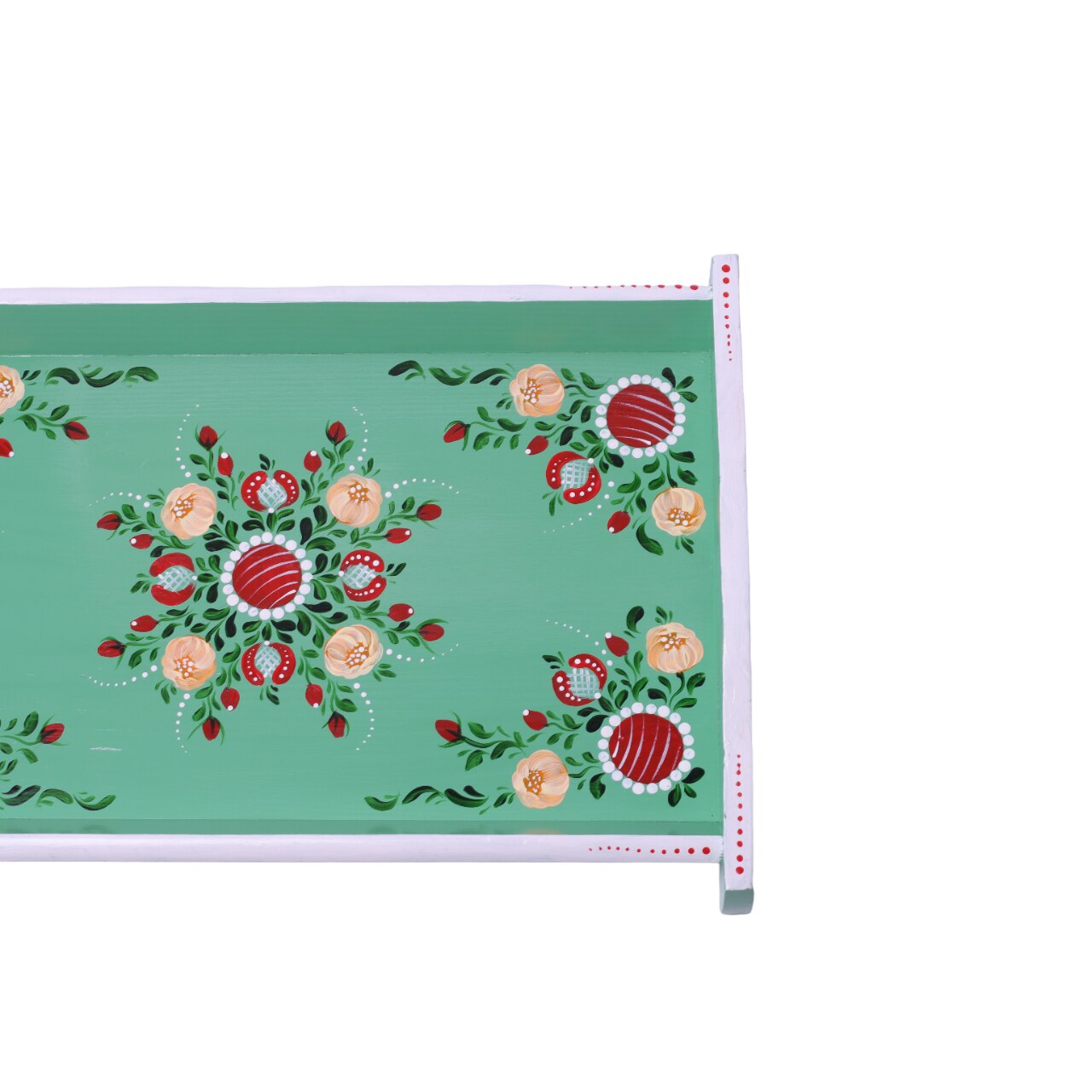 Tava pictata manual, lemn, turcoaz deschis, 45x28 cm - eMAG.ro