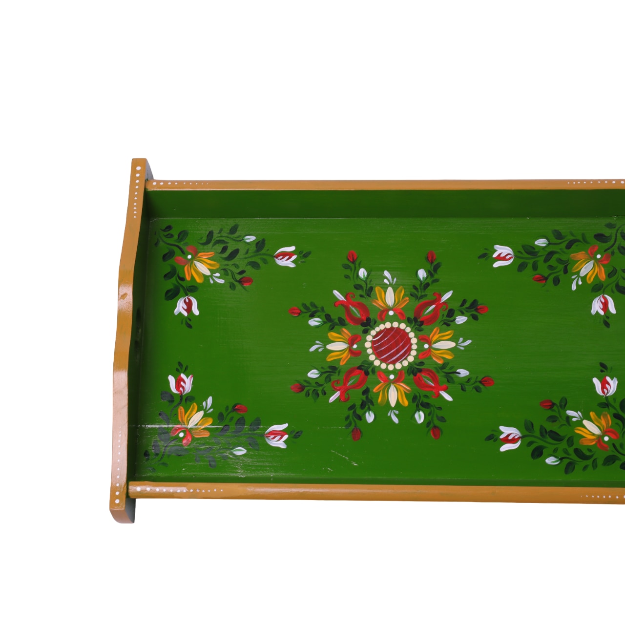 Tava pictata manual, lemn, verde padure, 45x28 cm - eMAG.ro