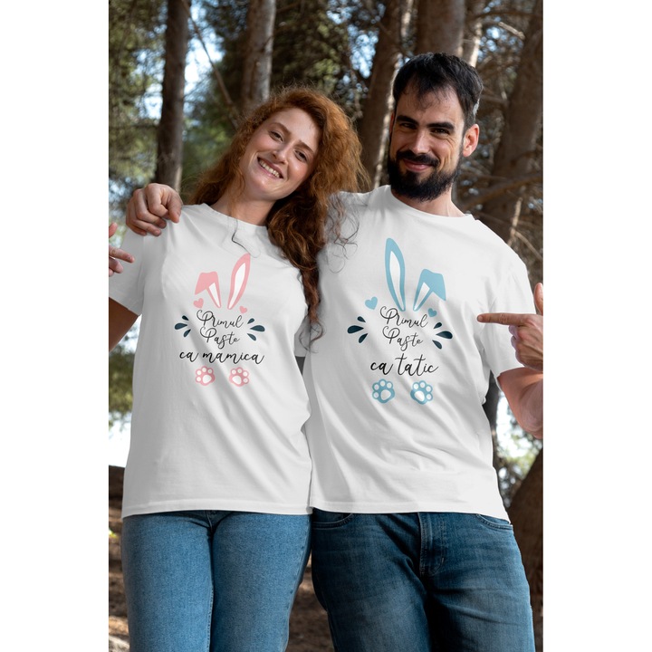 Set tricouri personalizate familie, mamica si tatic, tricouri albe ...