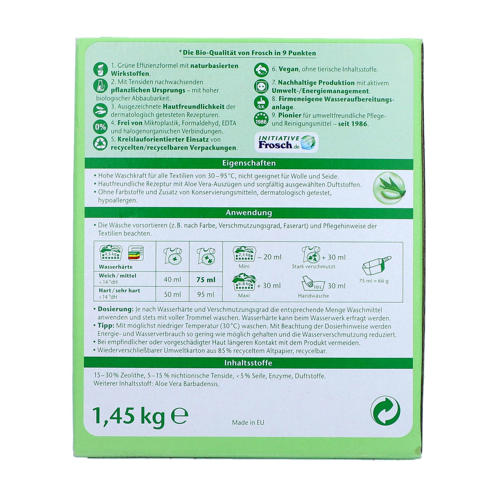 Detergent de rufe pudra Frosch, Sensitiv, Hipoalergenic, cu extract de ...