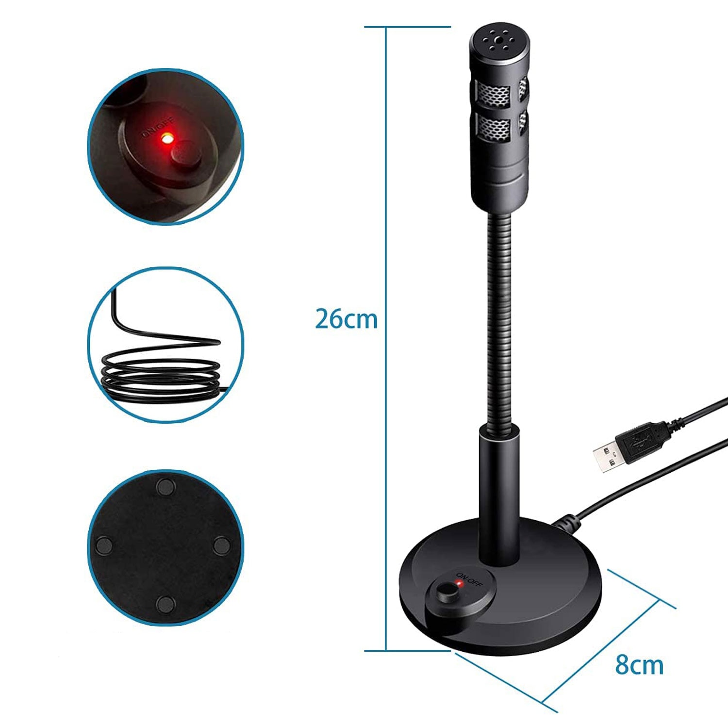 Microfon pentru PC, Vaxiuja, USB, 220V, Negru - eMAG.ro